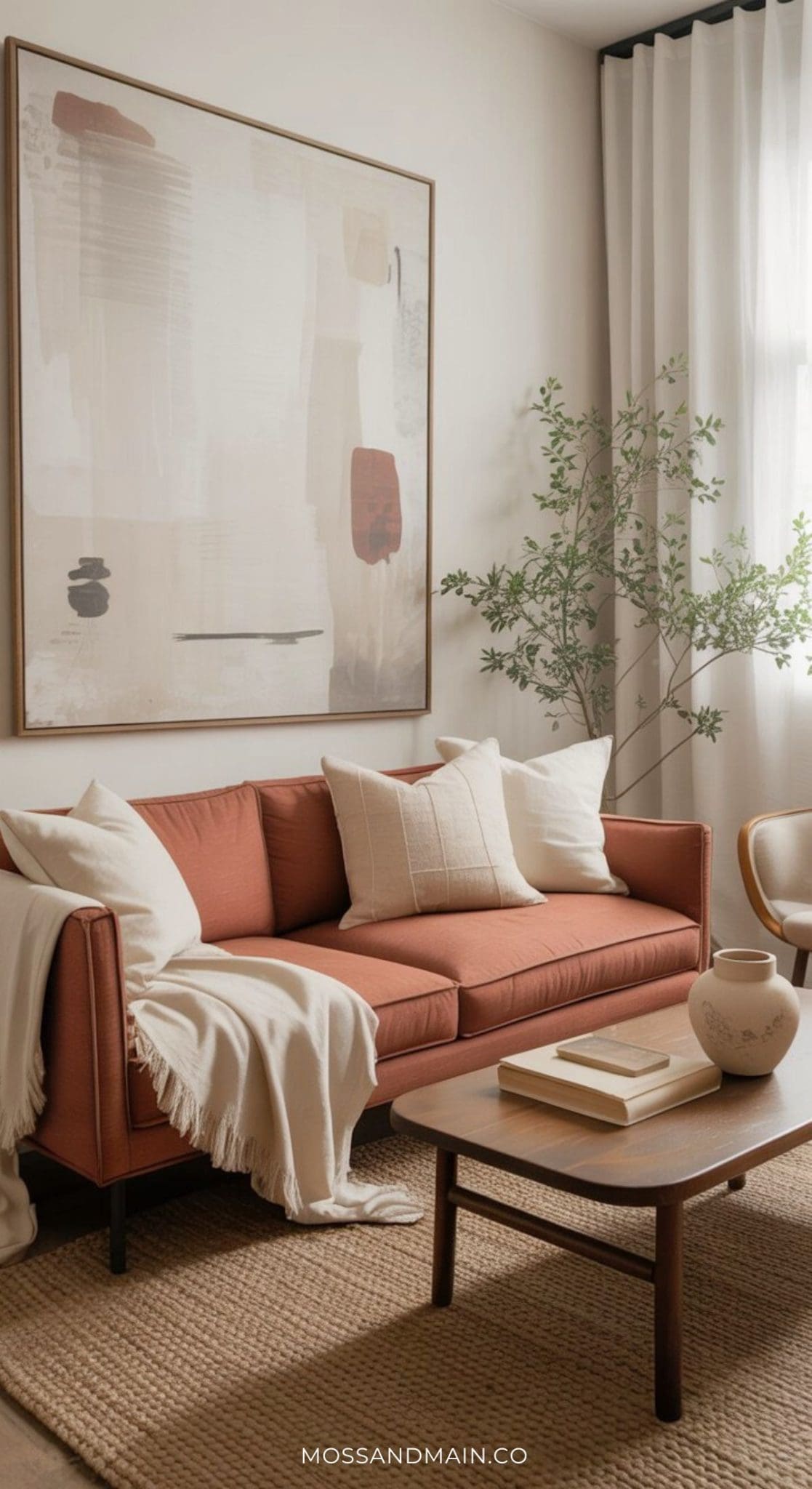 Rust Couch Living Room Ideas for People Who Hate Boring Spaces - Moss ...